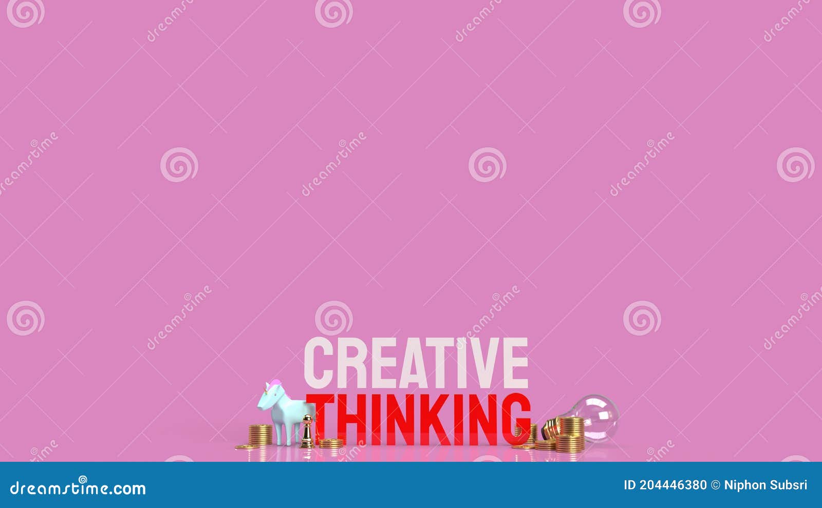 The Light Bulb and Creative Thinking Text for Idea Content 3d Rendering ...