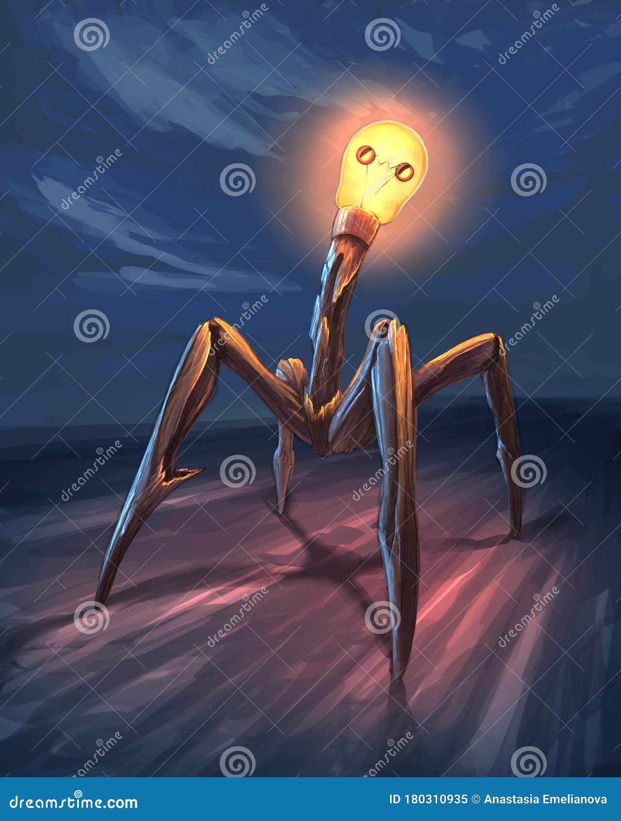 Light Bulb Creature Digital Illustration Stock Illustration ...