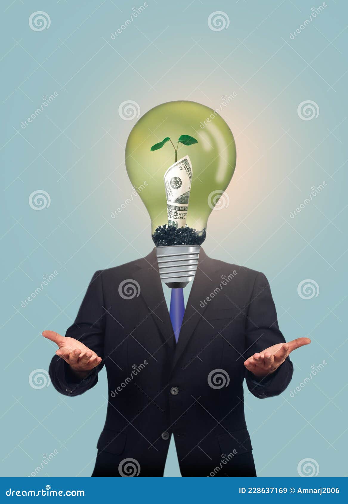 Light Bulb with Currency Inside ,money Grow Up. Stock Image - Image of ...