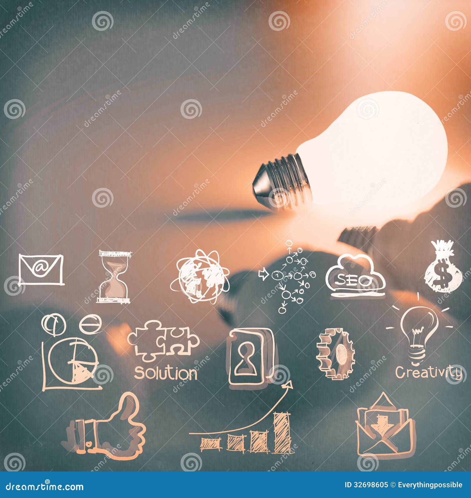 Light Bulb 3d On Business Strategy Stock Illustration - Illustration of ...