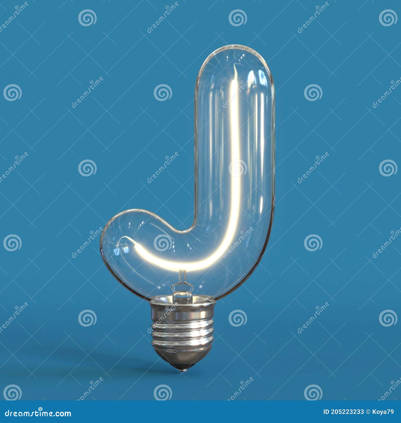 Light Bulb 3d Font 3d Rendering Letter J Stock Illustration ...