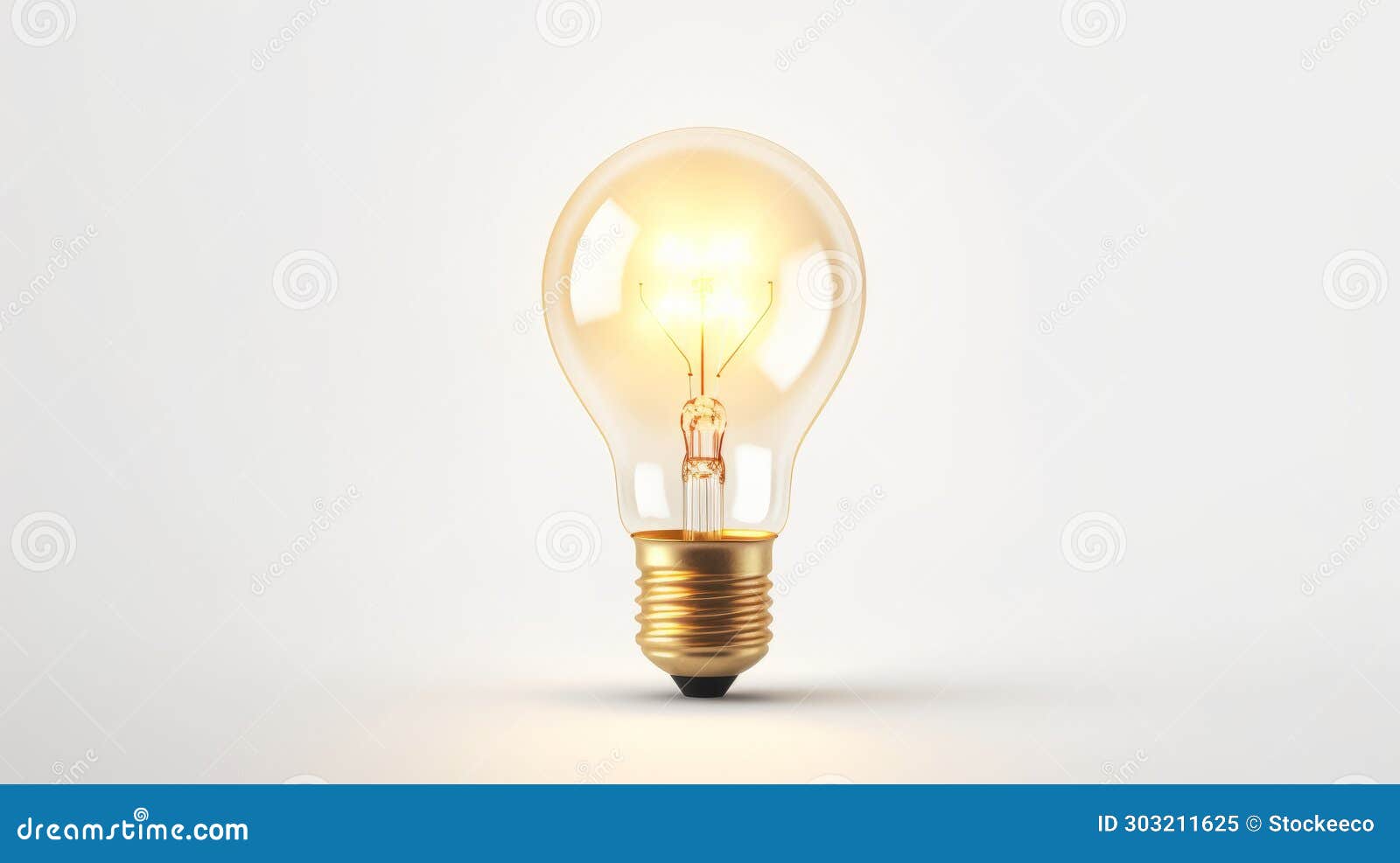 Translucent Golden Light Bulb on White Background in Vray Tracing Style ...