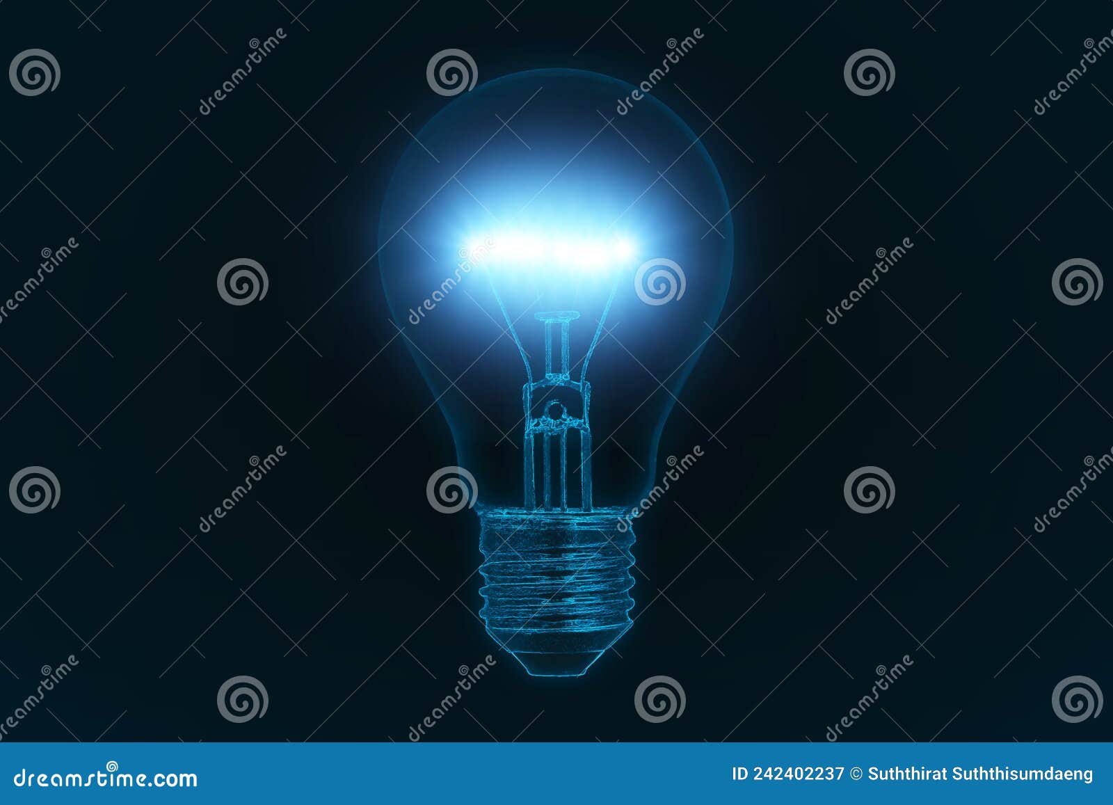 Light Bulb on a Dark Blue Background Stock Illustration - Illustration ...