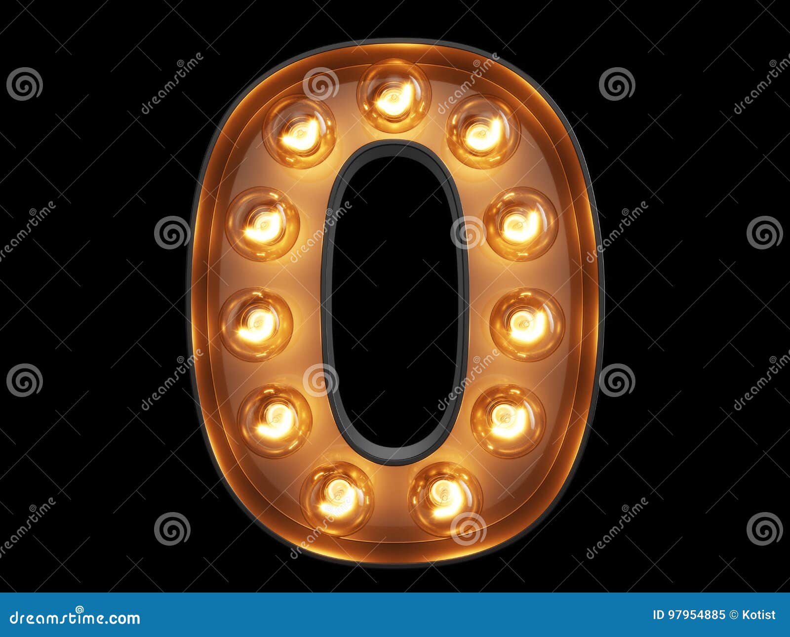 Light Bulb Digit Alphabet Character 0 Zero Null Font Stock Illustration ...