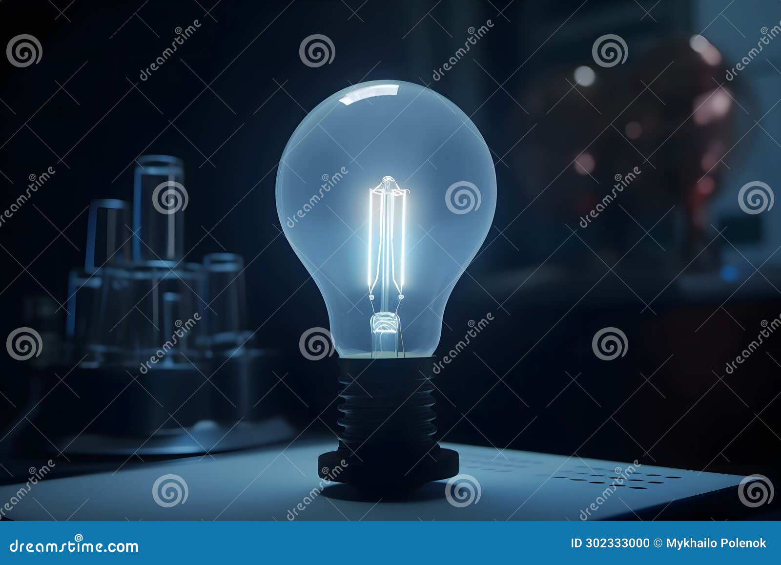 Light Bulb in Digital Abstract Technology Background. Neural Network AI ...
