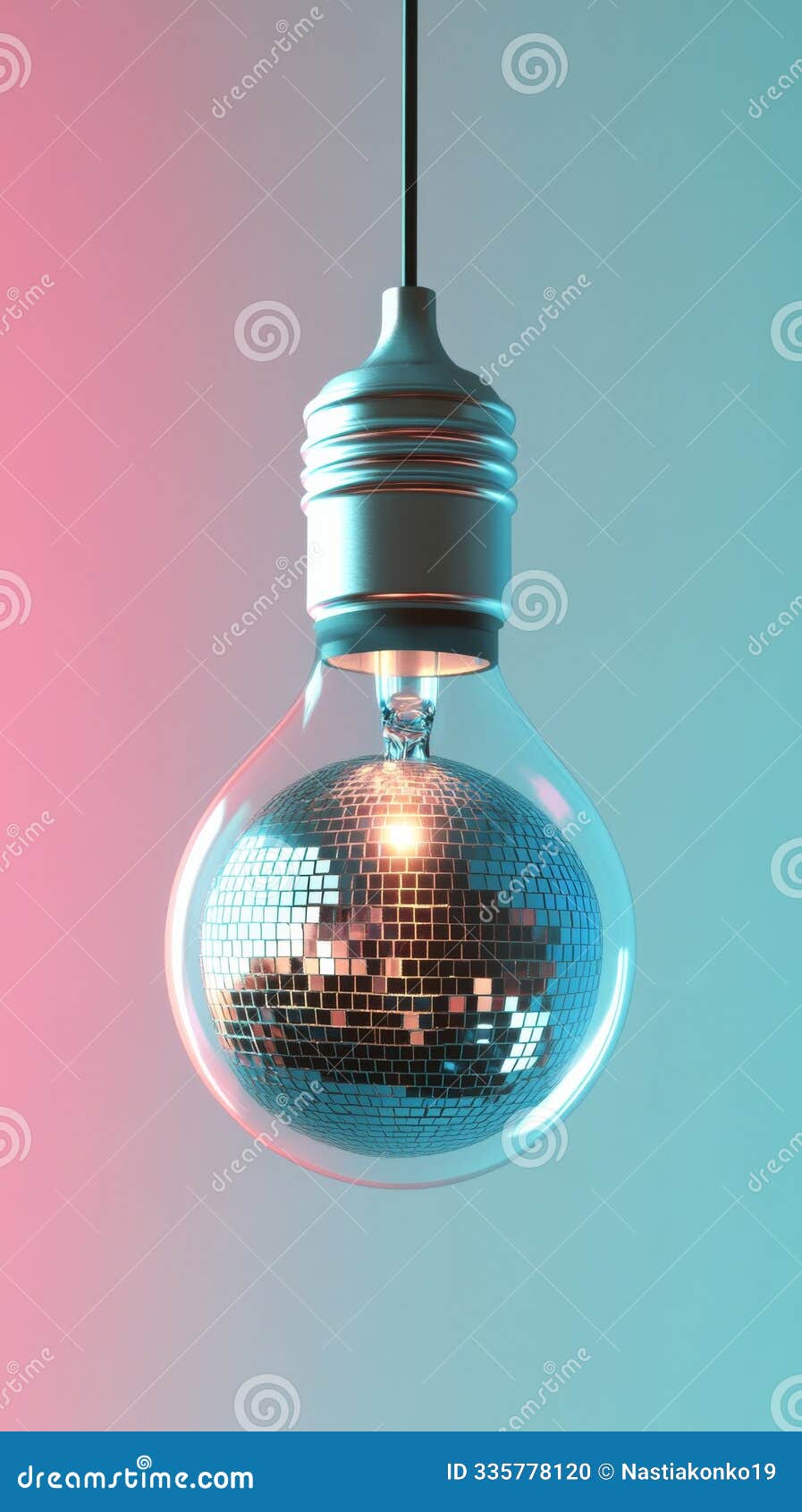 Light Bulb with Disco Ball Interior, Modern Lighting Design Stock Photo ...