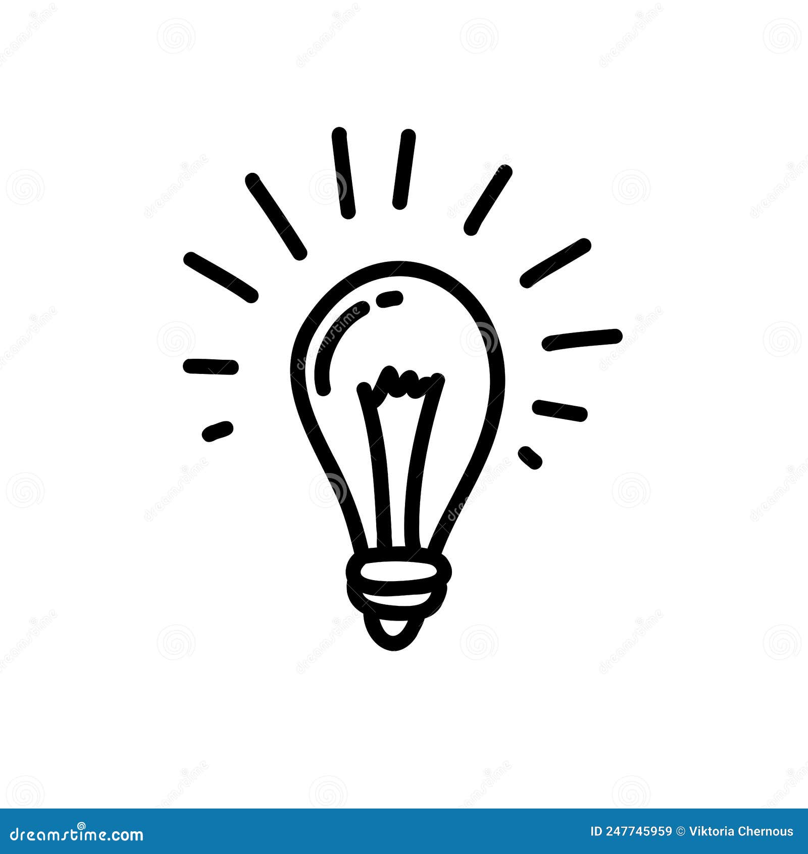 Light Bulb Doodle Icon, Vector Color Line Illustration Stock Vector ...