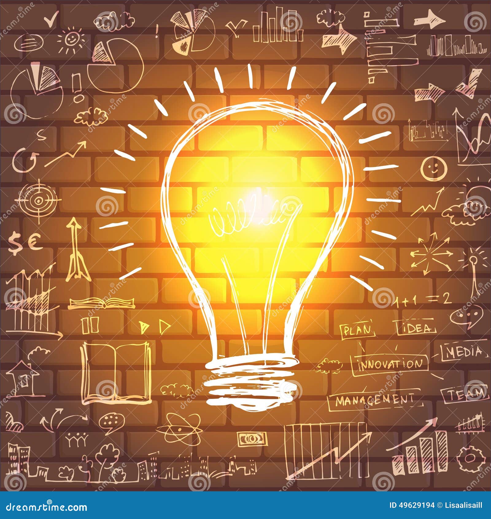 Light Bulb with Drawing Business Success Strategy Stock Vector ...