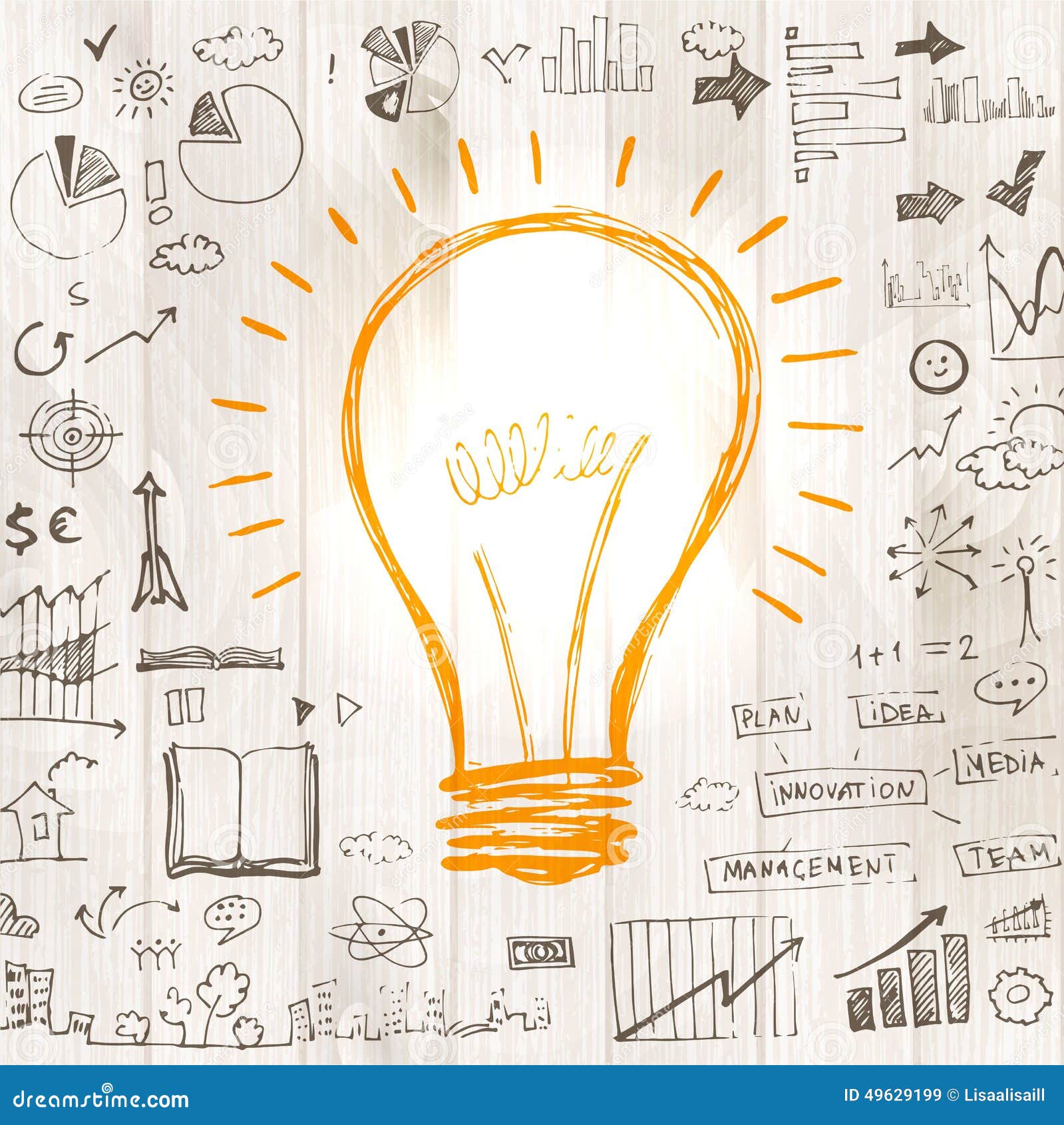 Light Bulb with Drawing Business Success Strategy Stock Vector ...