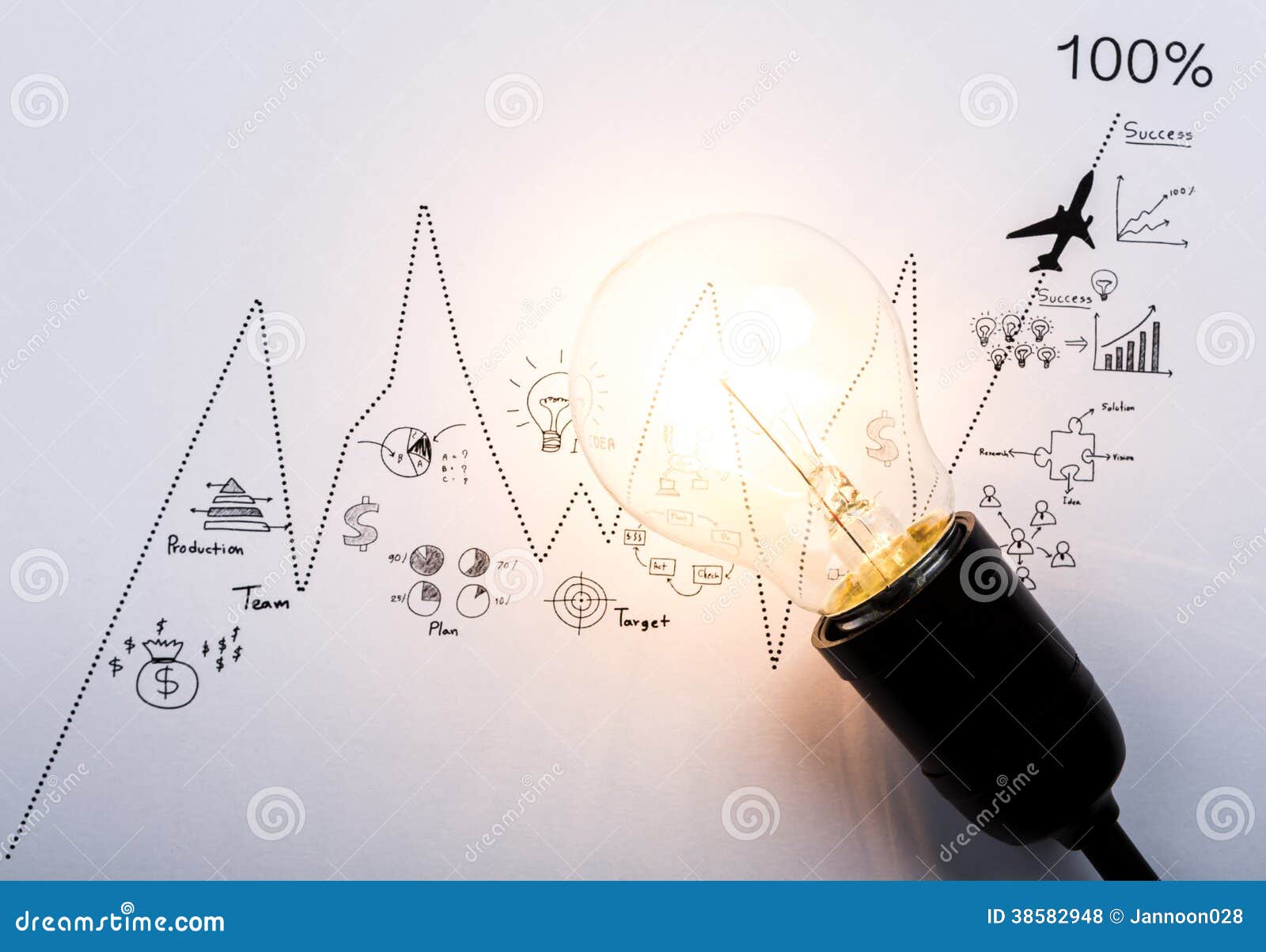 Light Bulb with Drawing Graph Stock Photo - Image of infographic ...
