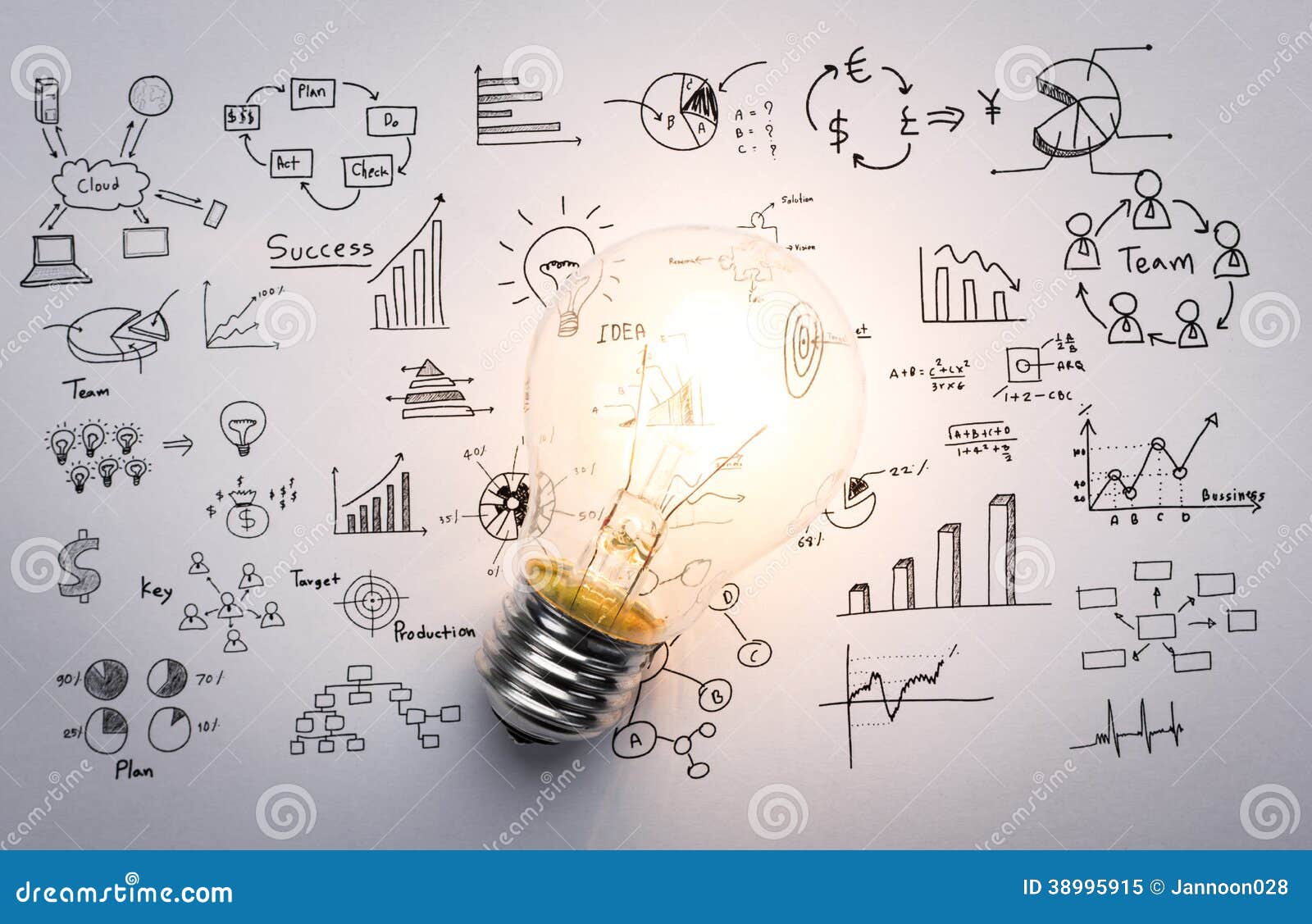 Light Bulb with Drawing Graph Stock Image - Image of growth ...