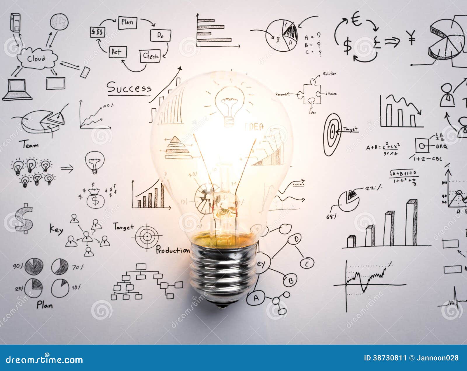 Light Bulb with Drawing Graph Stock Image - Image of infographic, info ...