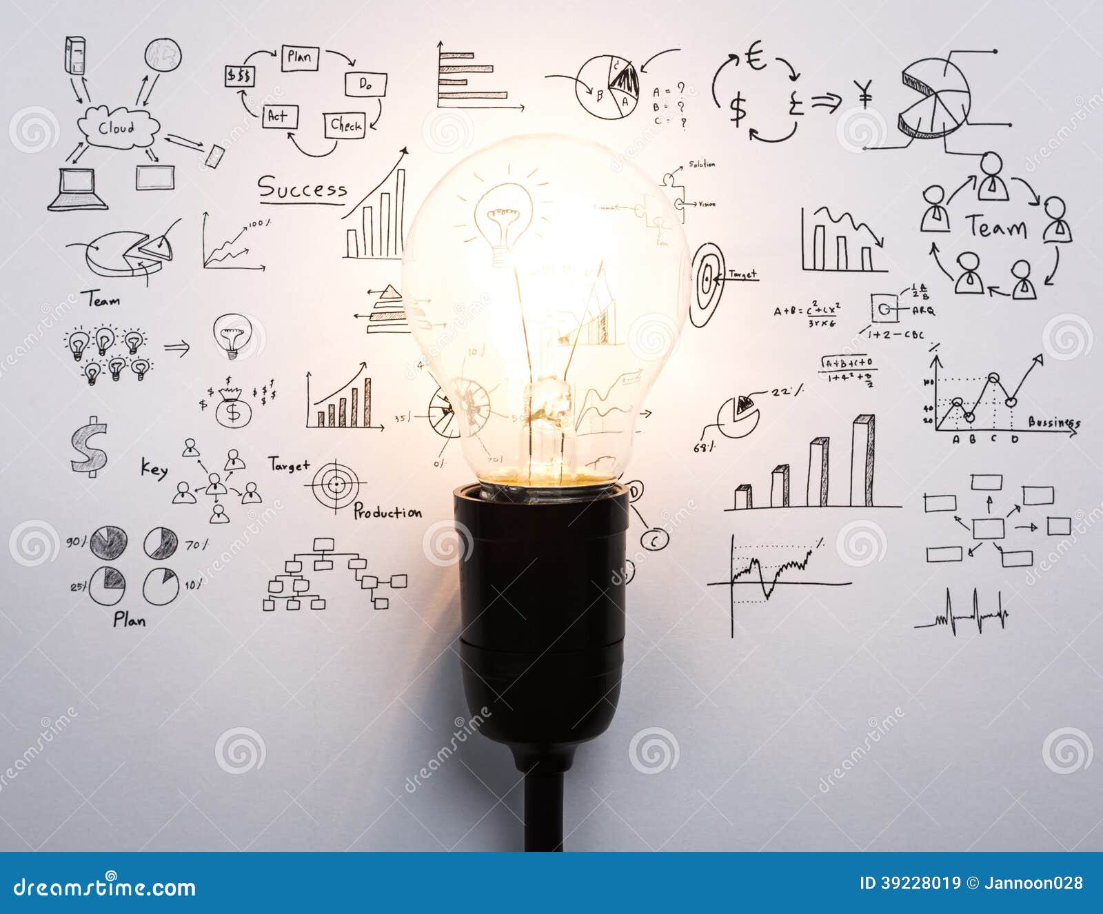 Light Bulb with Drawing Graph Stock Image - Image of concept, graph ...