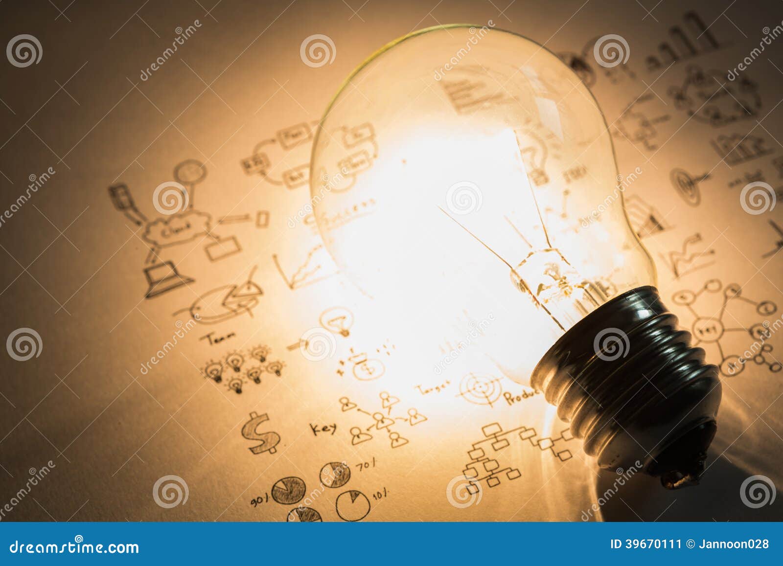 Light Bulb with Drawing Graph a White Background Stock Image - Image of ...