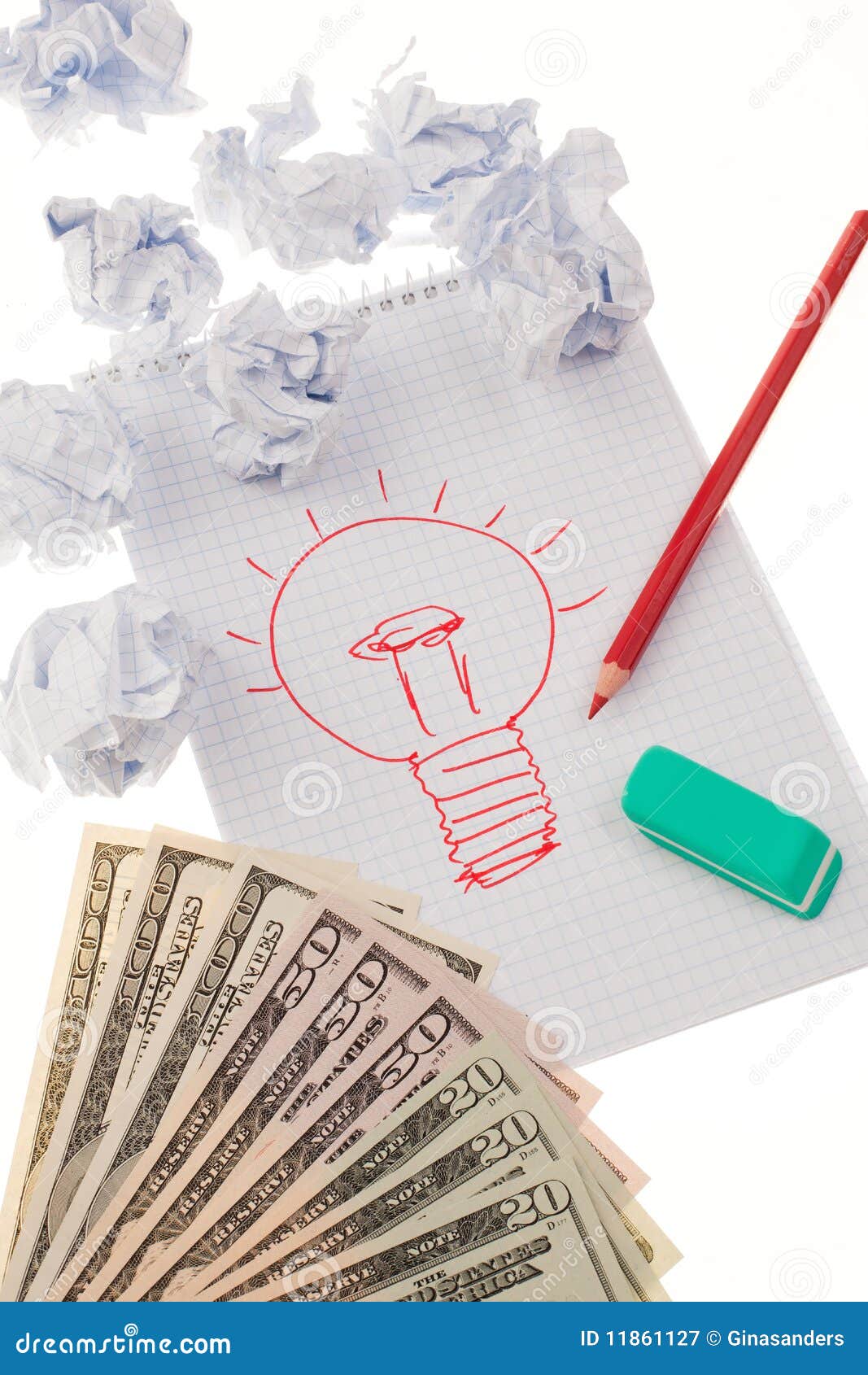 Light Bulb Drawing and Money Stock Image - Image of closeup ...