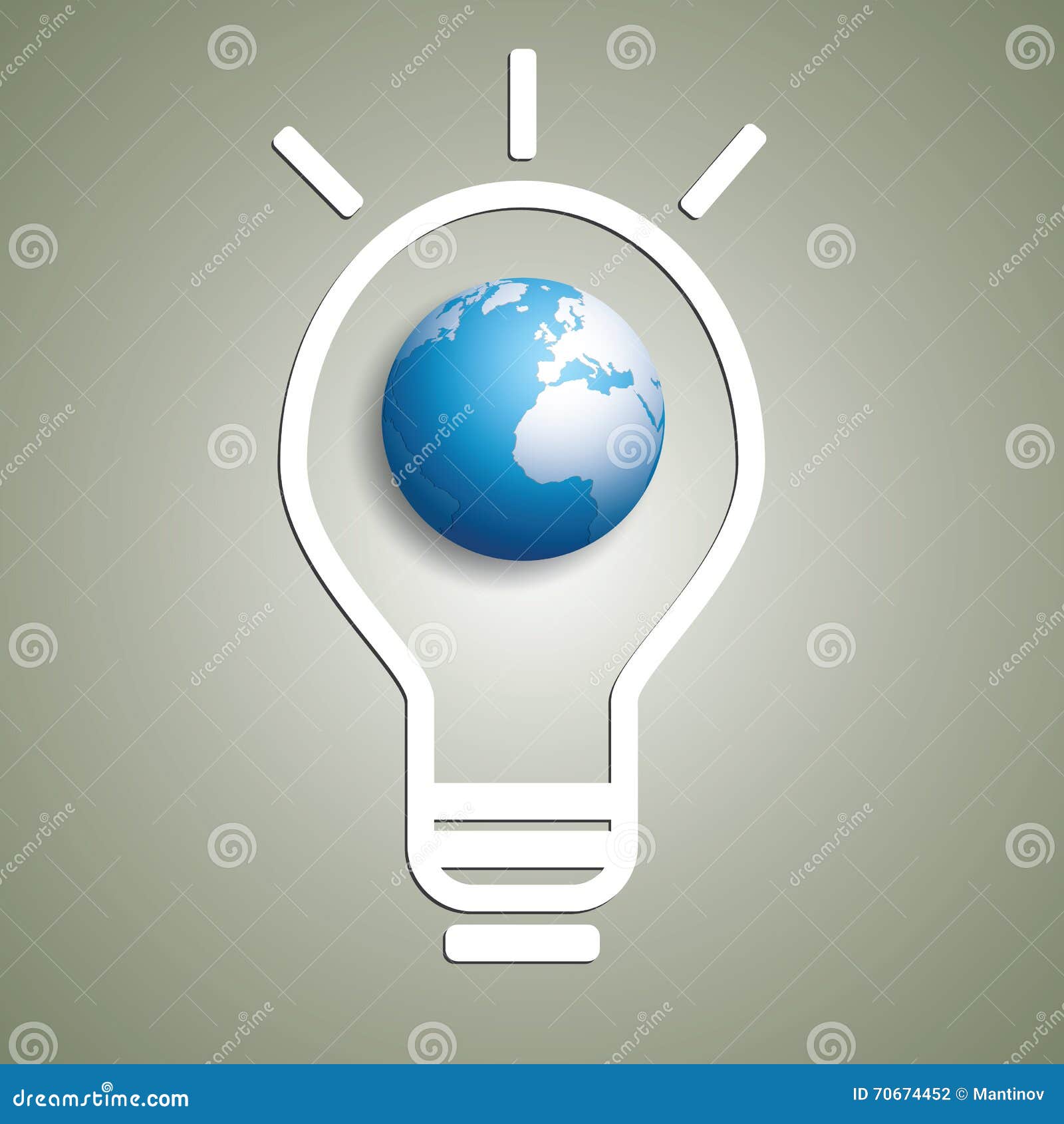 Light bulb and the earth stock vector. Illustration of earth - 70674452