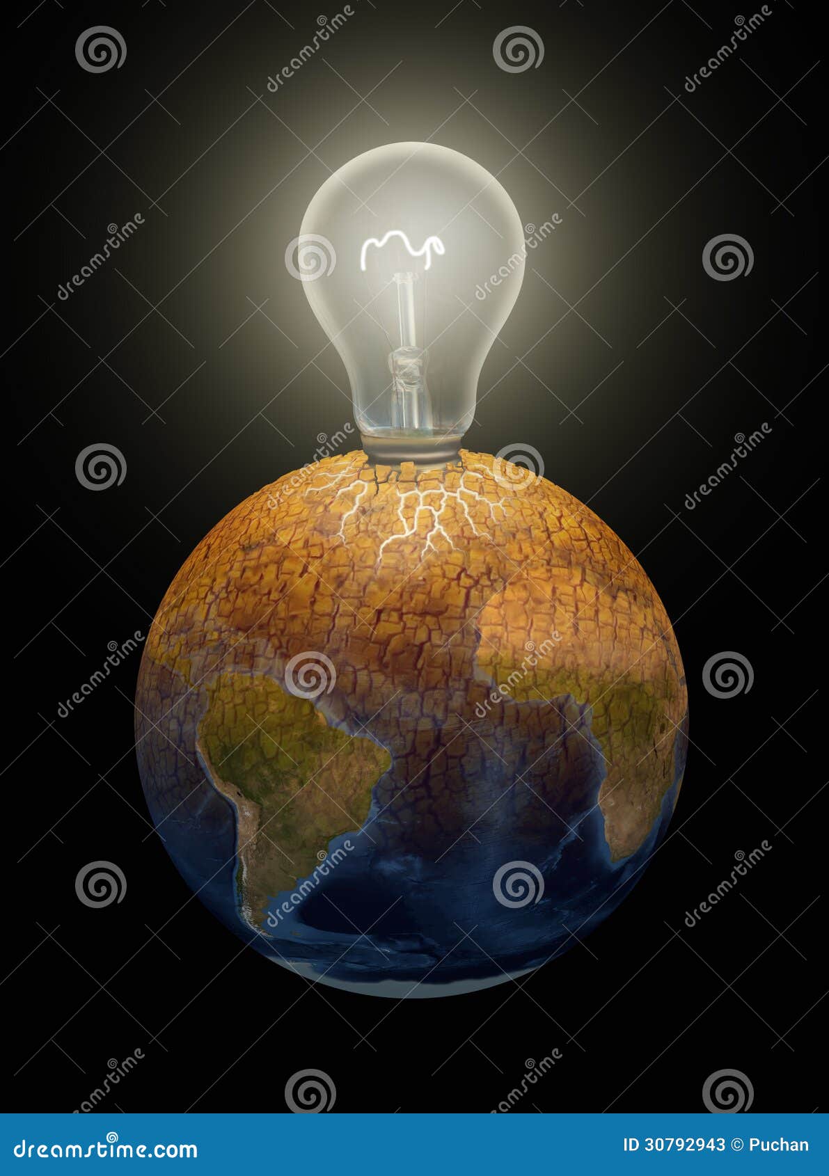 Light bulb in Earth stock illustration. Illustration of idea - 30792943
