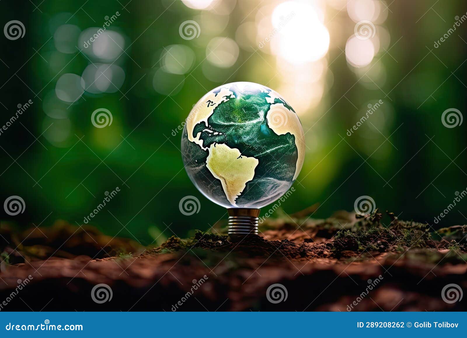 A Light Bulb with the Earth Inside of it Stock Photo - Image of sphere ...