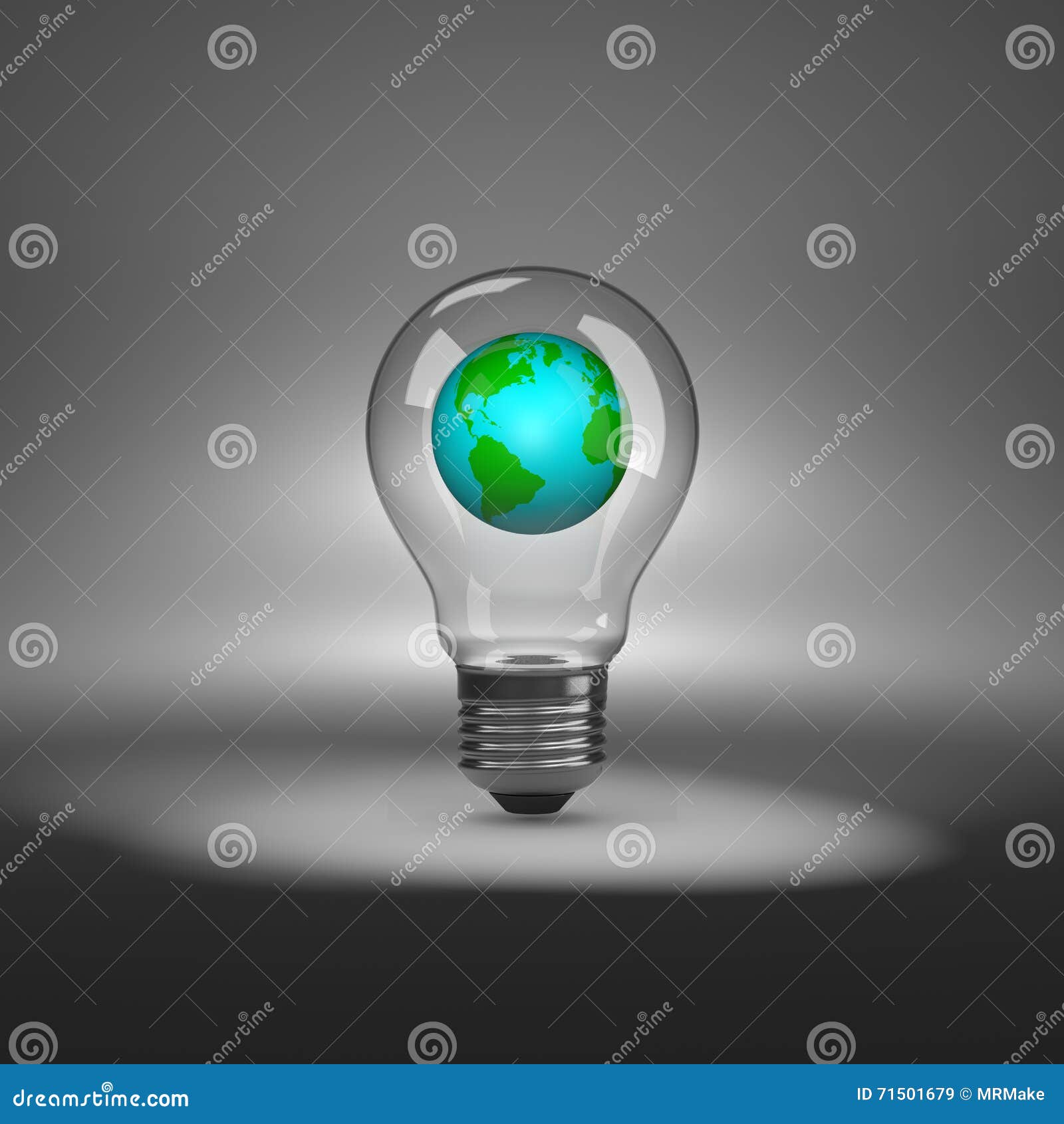 Light Bulb with the Earth Inside Stock Illustration - Illustration of ...