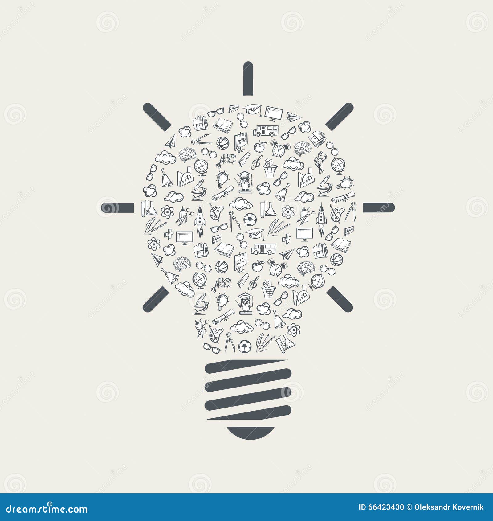 Light Bulb with Education Elements Stock Vector - Illustration of ...