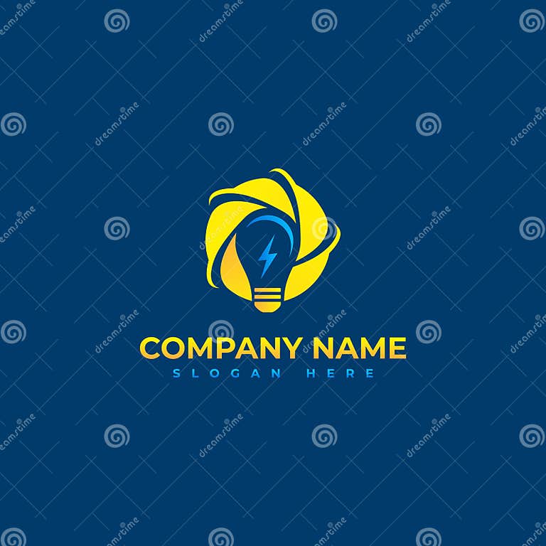 Light Bulb and Electrical Logo Symbol Design Element with Abstract Sun ...