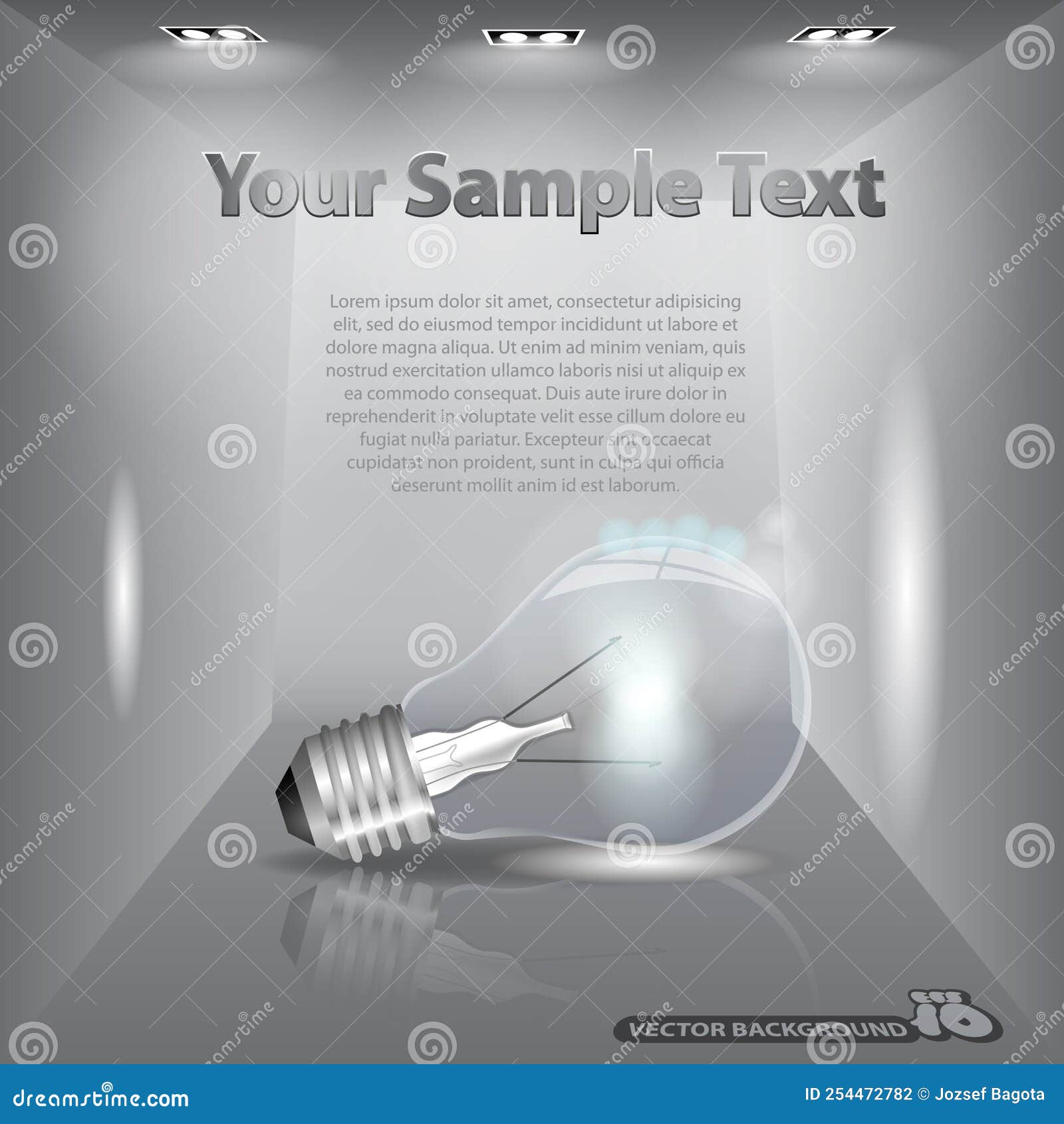Light Bulb in an Empty Room Stock Vector - Illustration of floor, gray ...