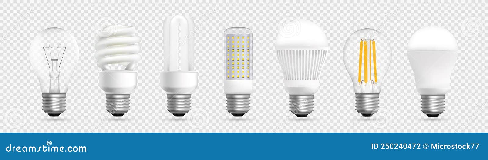 Light Bulb Evolution Realistic Effect Isolated on Trasparent Background ...