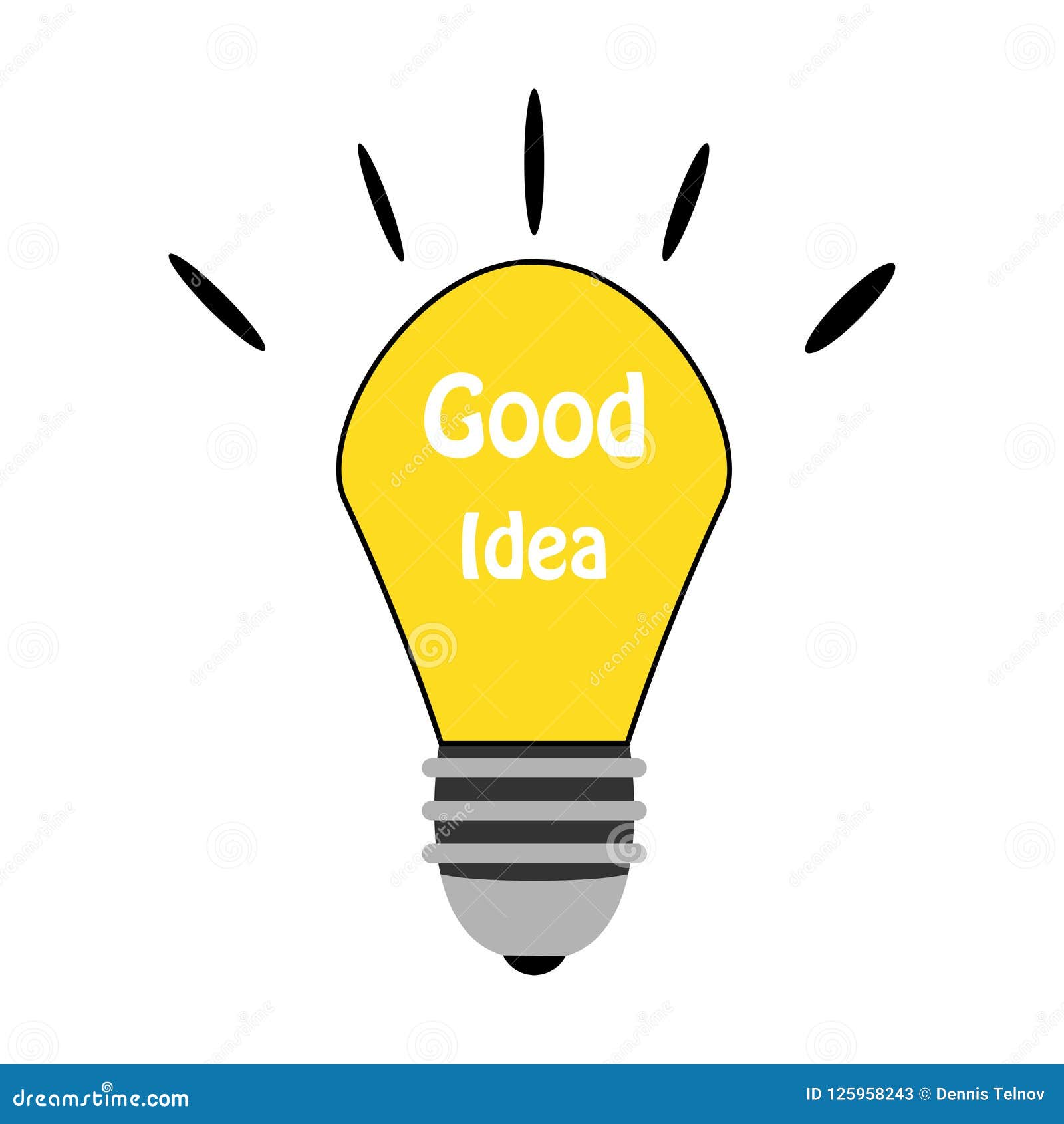 A Light Bulb with an Excellent Idea, Isolated Background. Stock Vector ...