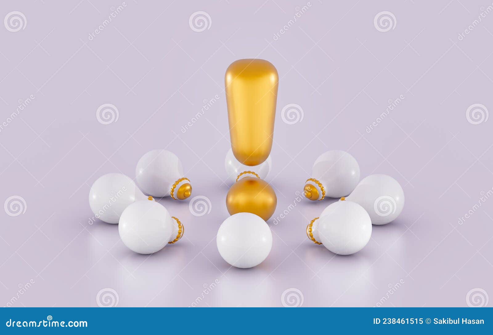 Light Bulb Exclamation Glossy Bright Realistic Sign on White Background ...