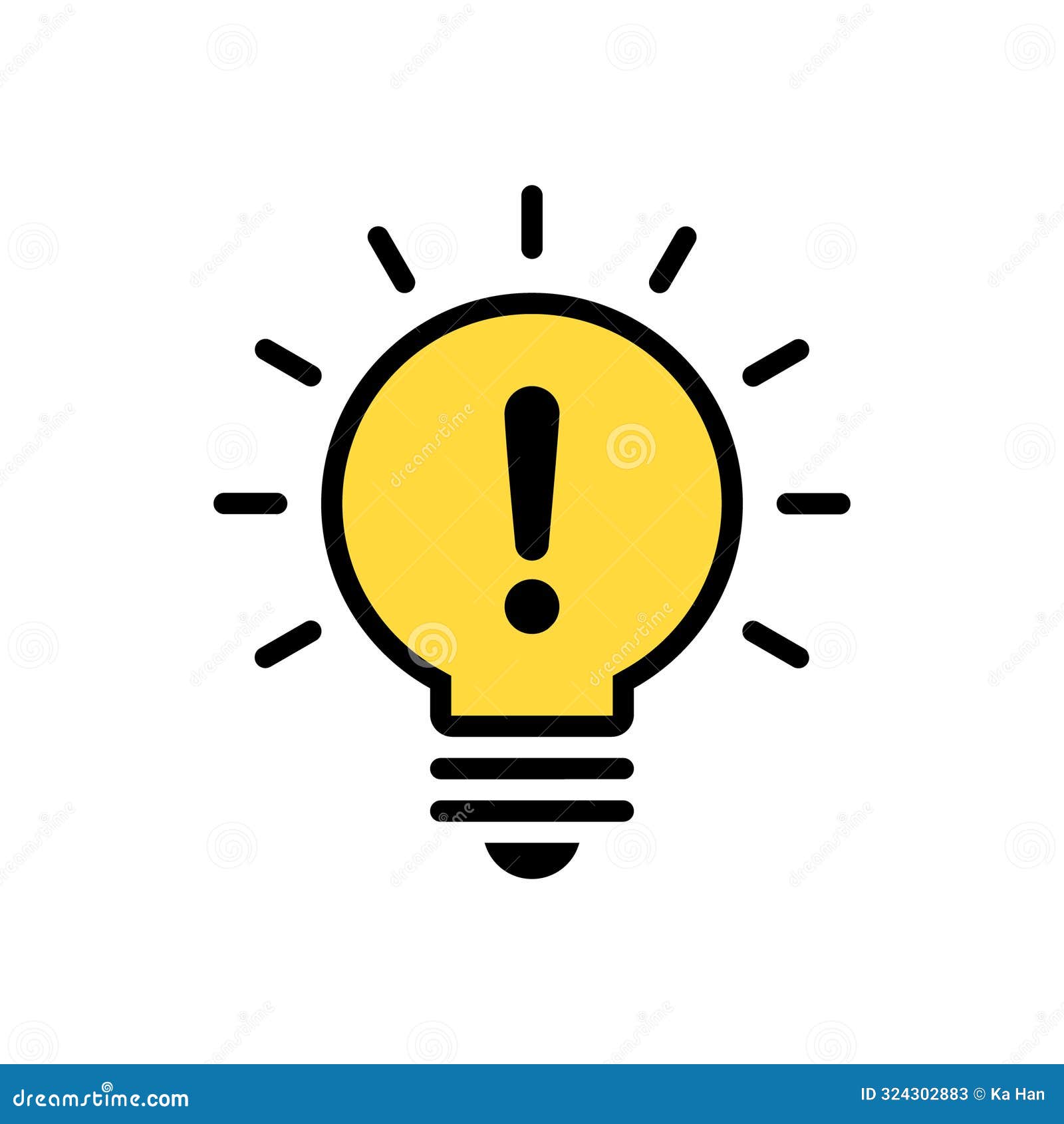 Light Bulb with Exclamation Mark Icon in Flat Design. Warning Sign ...