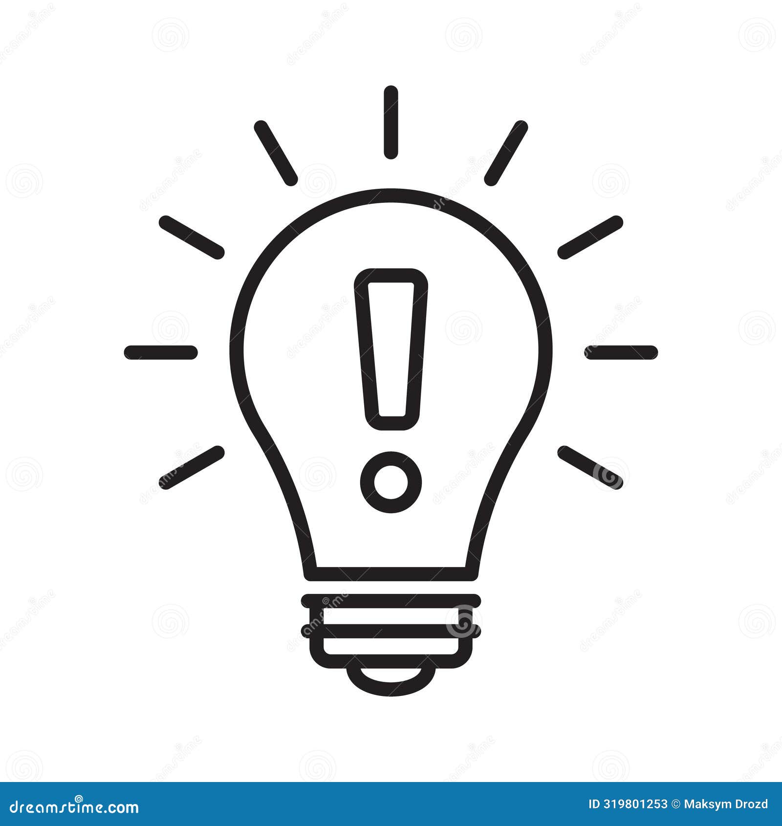 The Light Bulb with Exclamation Mark Icon, Full of Ideas and Creative ...