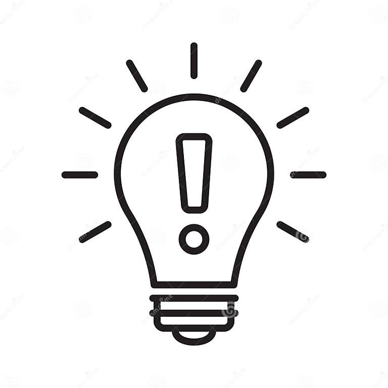 The Light Bulb with Exclamation Mark Icon, Full of Ideas and Creative ...