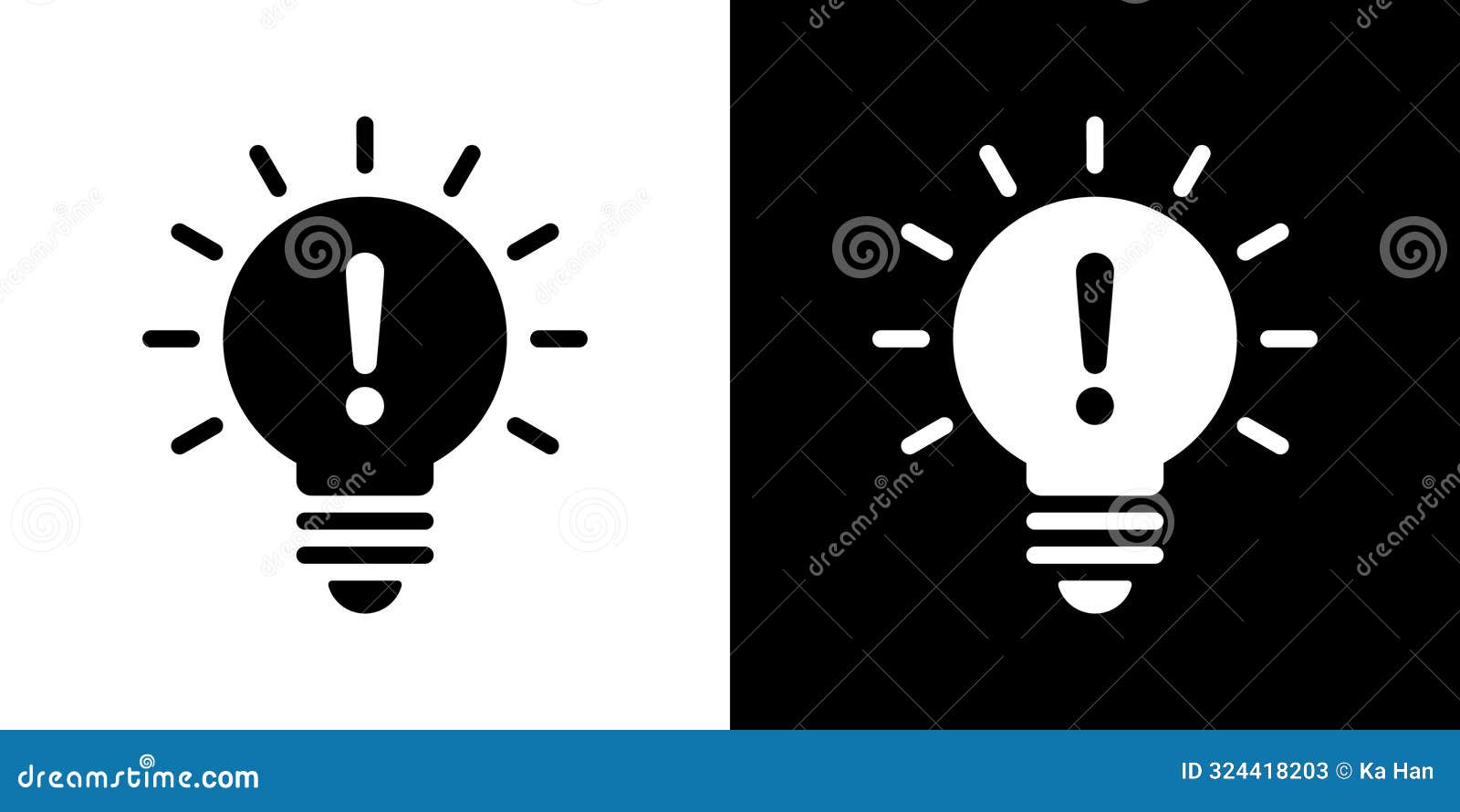 Light Bulb with Exclamation Mark Icon in Generic Style Stock Vector ...