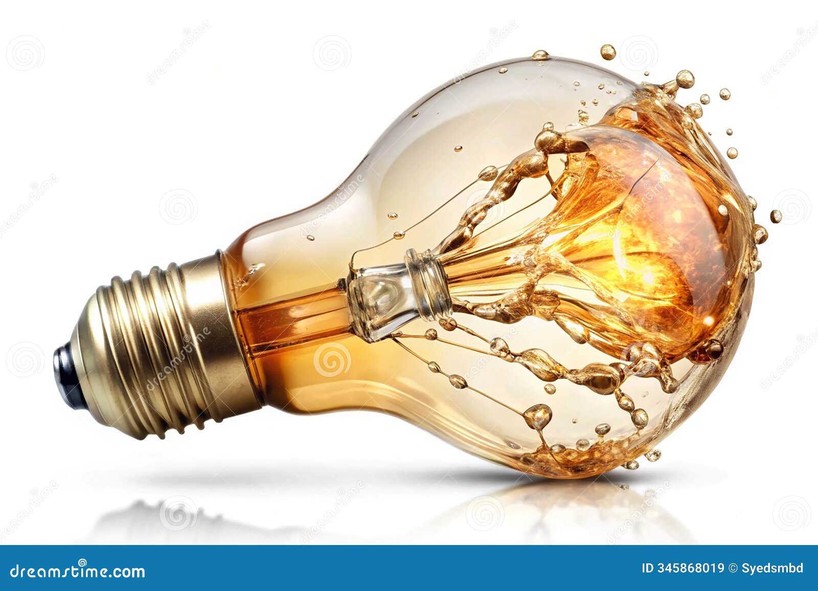 Light Bulb Explodes Liquid Rounded Style Splash,isolated On White ...