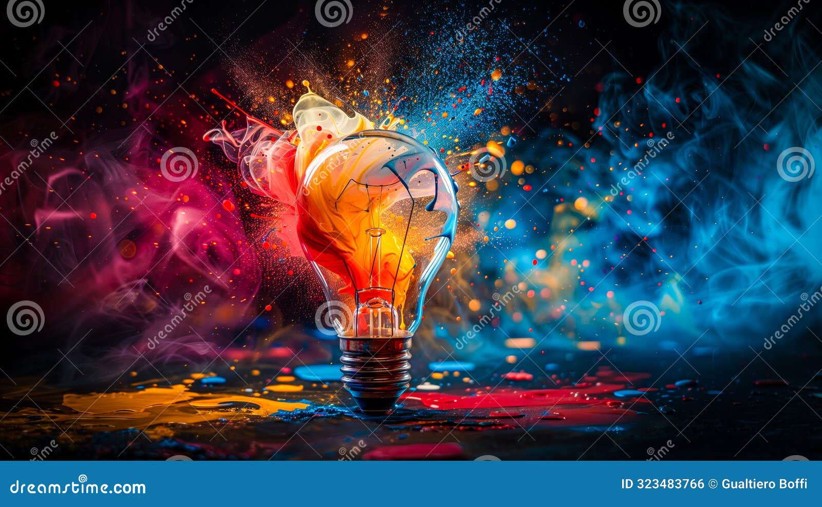 Light Bulb Exploding with Color Representing Creative Idea Stock ...