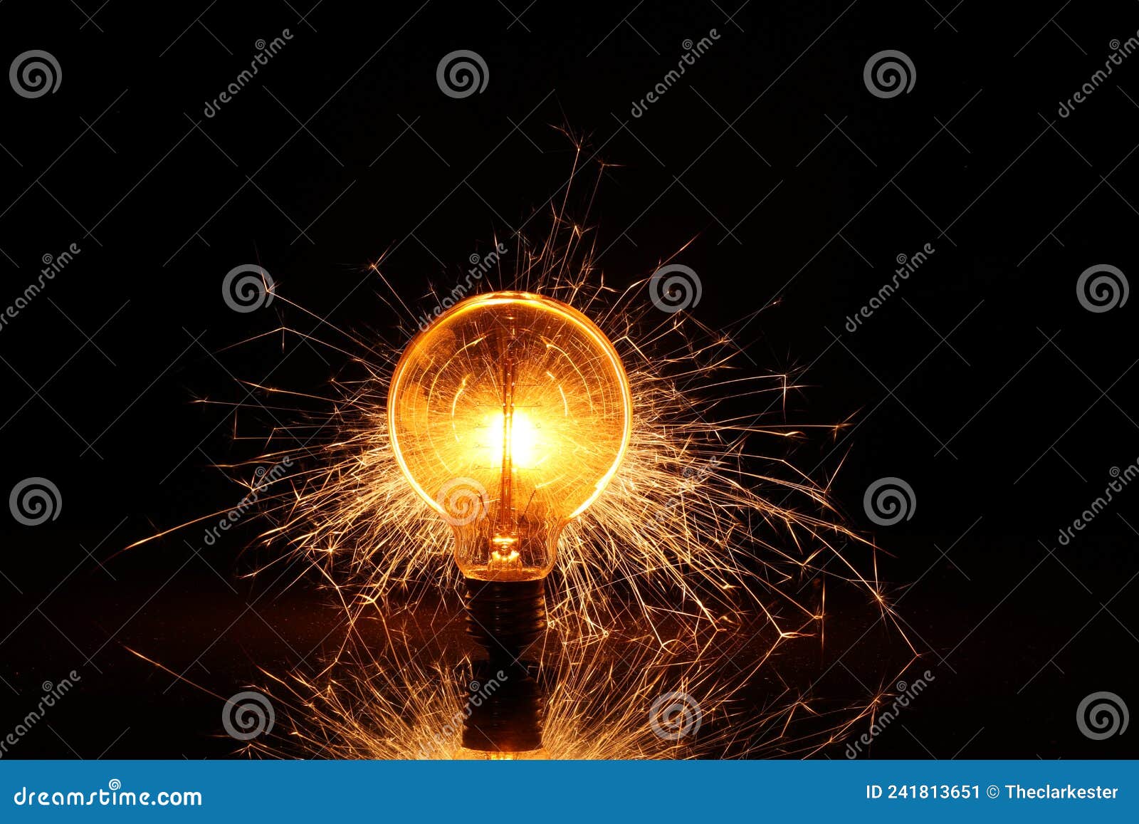 Light Bulb Exploding Emitting Sparks Stock Image - Image of dark ...