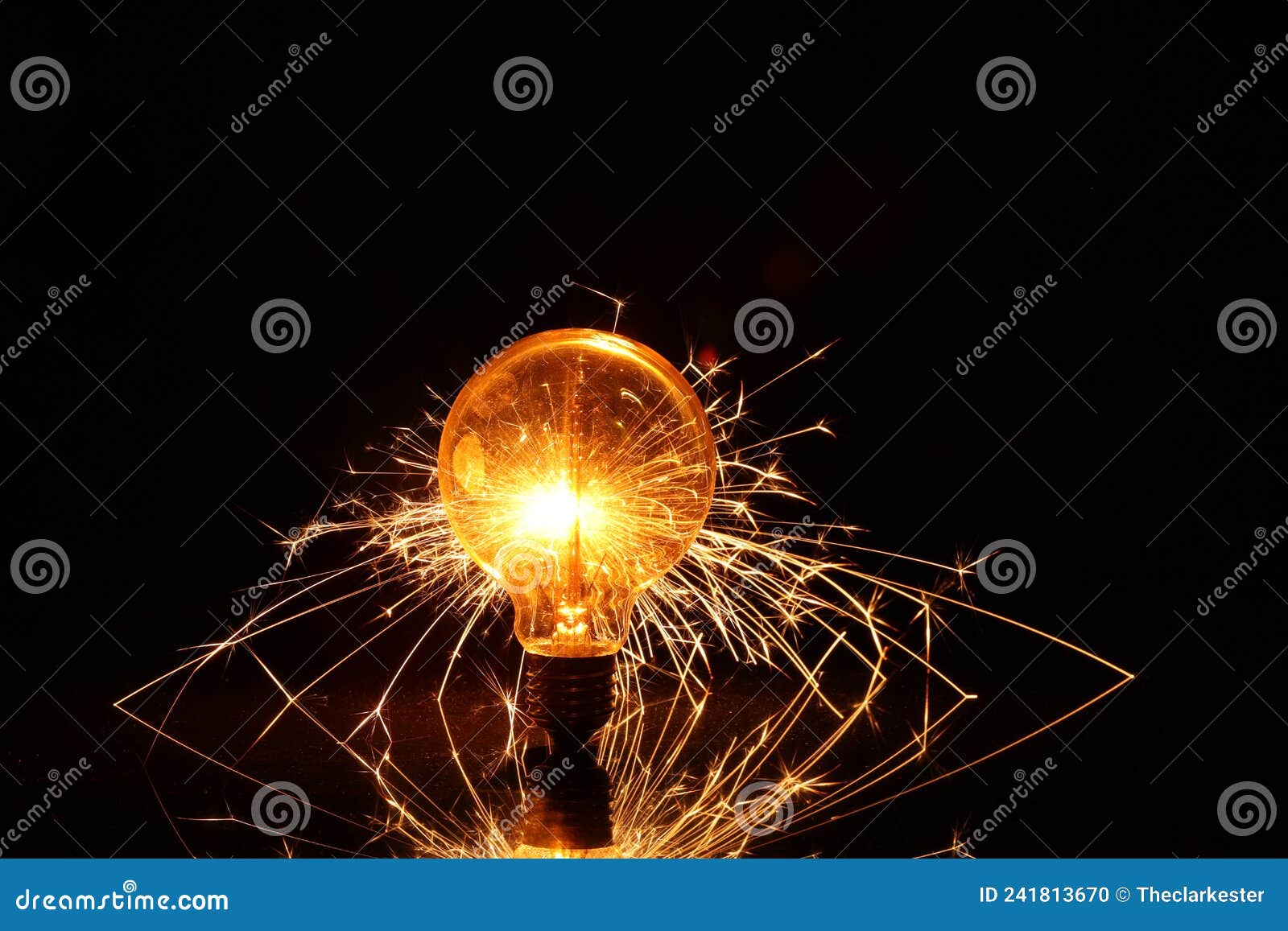 Light Bulb Exploding Emitting Sparks Stock Photo - Image of filament ...