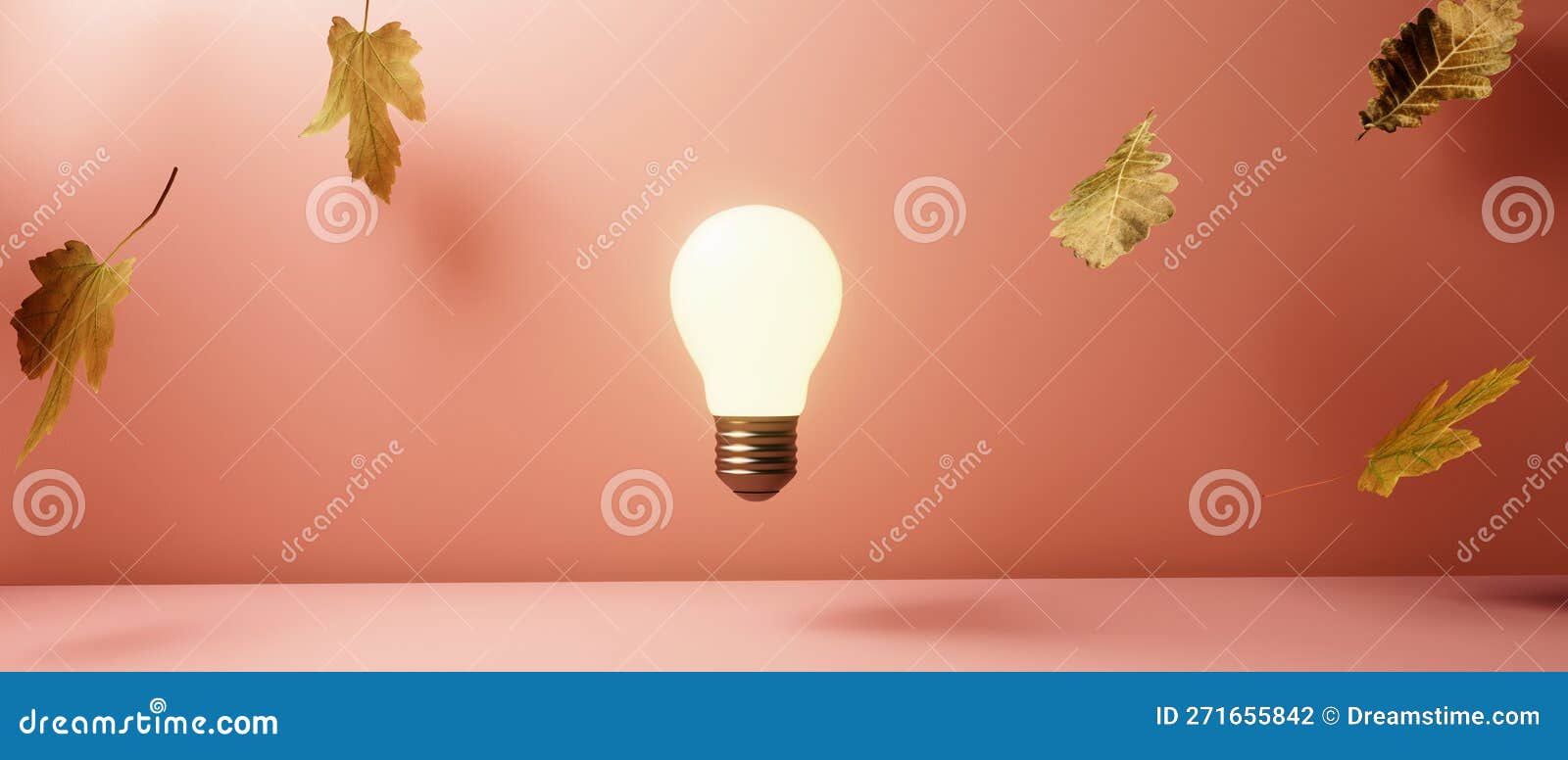 Light Bulb with Falling Leaves - 3D Stock Illustration - Illustration ...