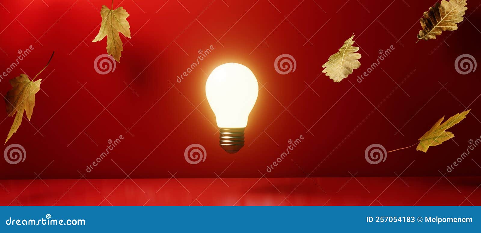 Light Bulb with Falling Leaves - 3D Stock Illustration - Illustration ...