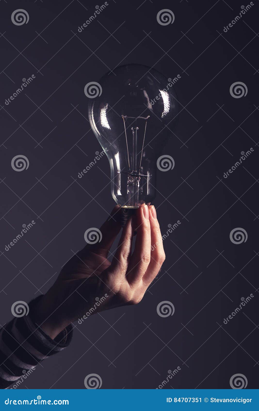Light bulb in female hand stock image. Image of intelligence - 84707351