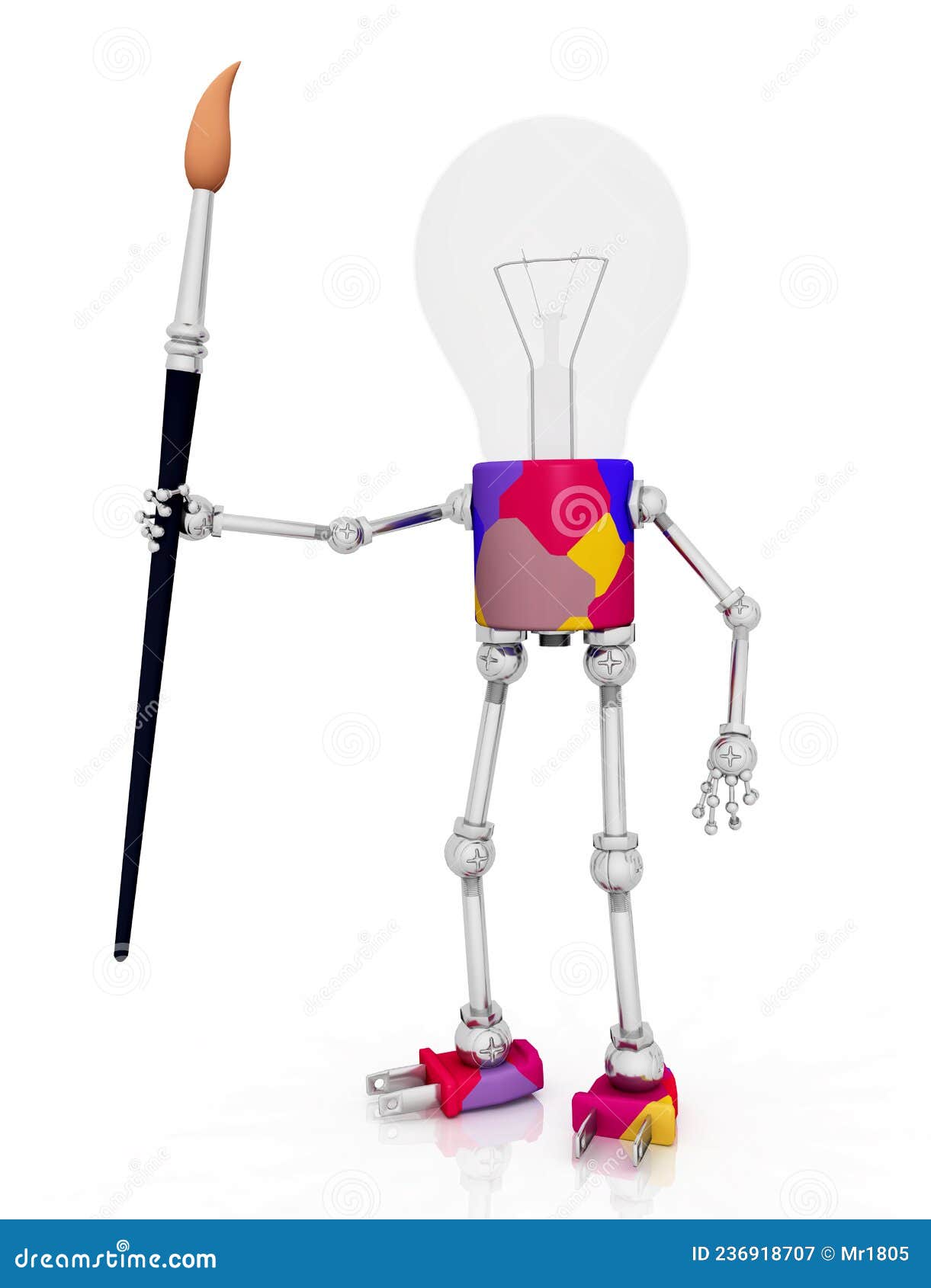 Light Bulb Figure with a Paintbrush Stock Illustration - Illustration ...
