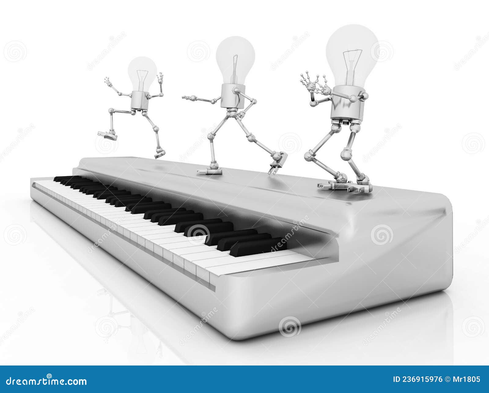 Light Bulb Figures Dancing on an Electronic Keyboard Stock Illustration ...
