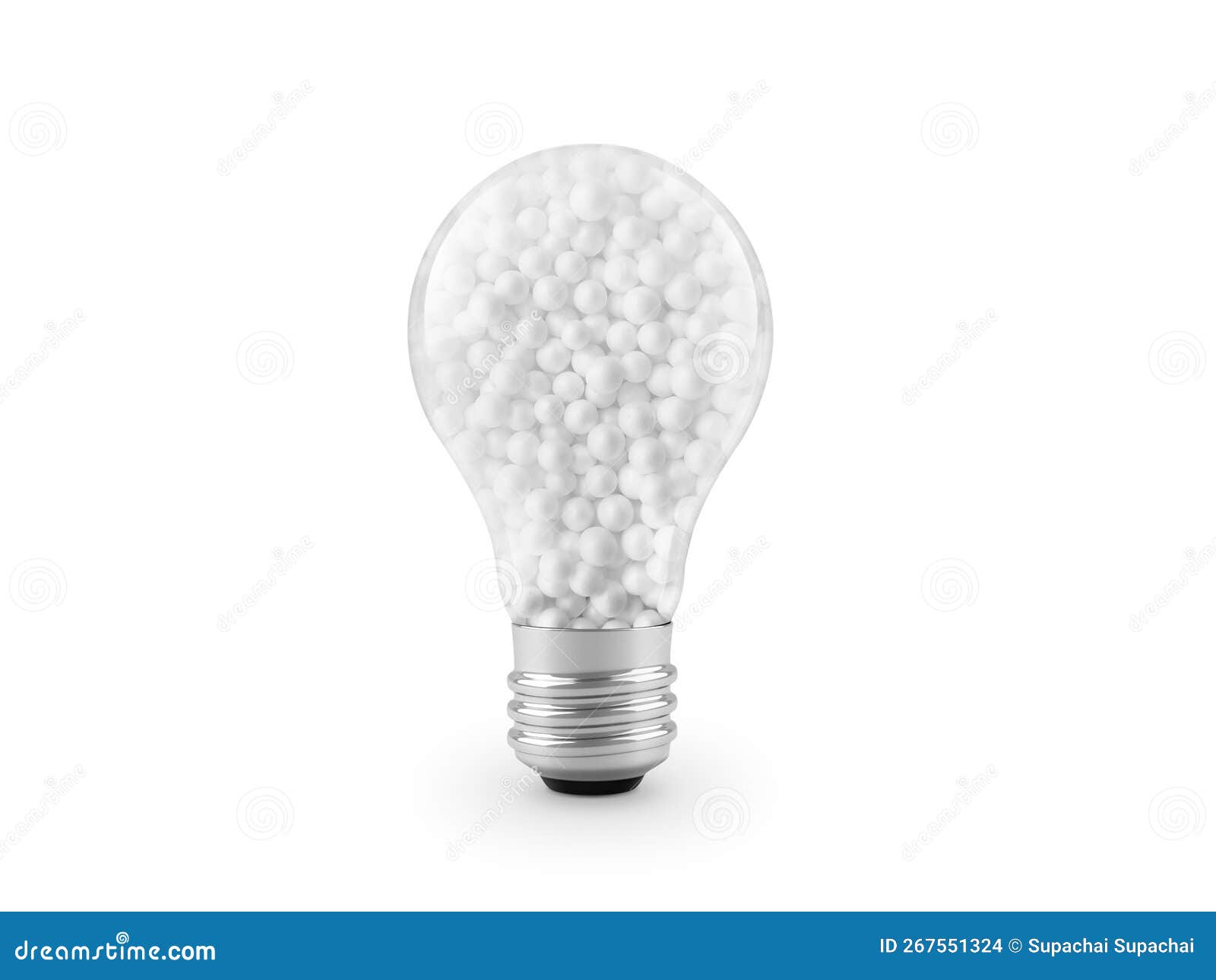 Light Bulb Filled with White Styrofoam Beads Stock Photo - Image of ...
