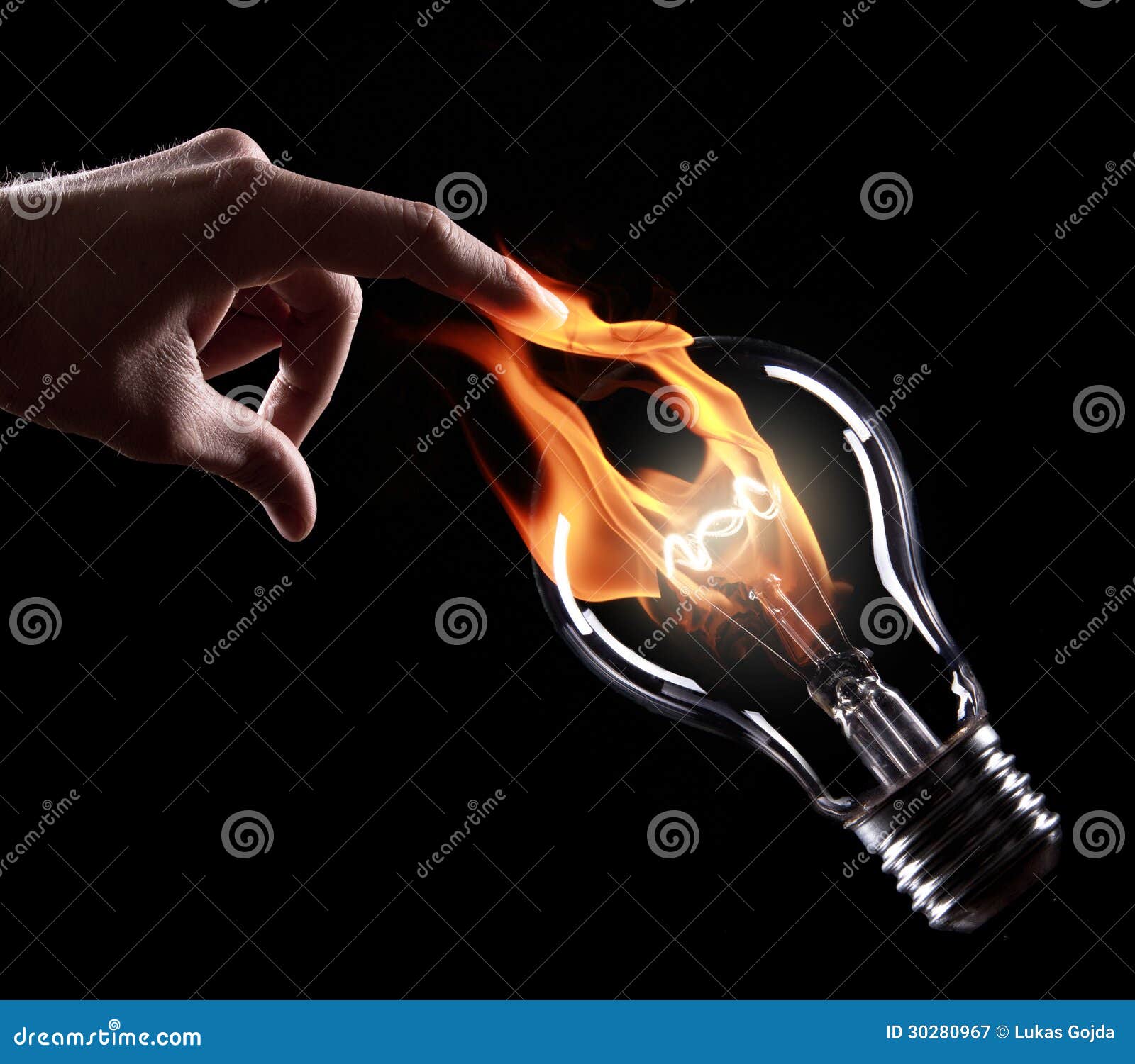 Light bulb with fire stock image. Image of bulb, hand - 30280967