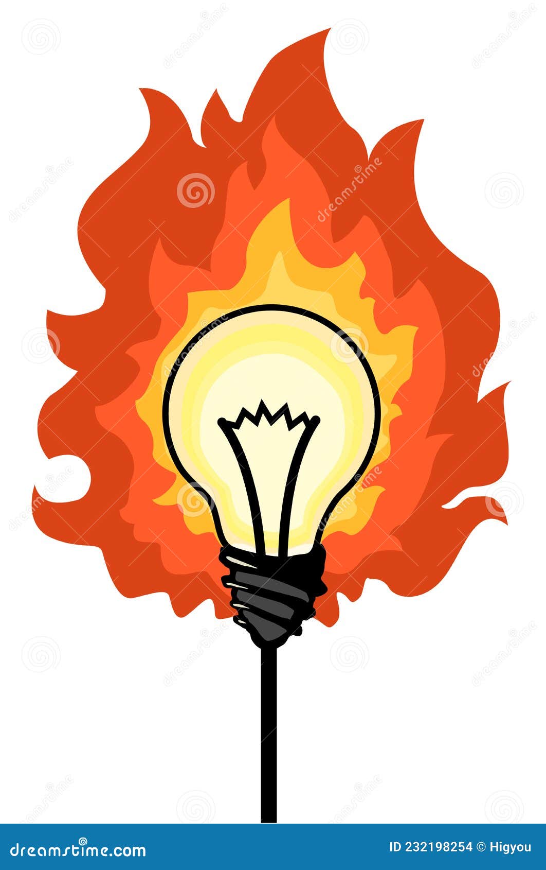 Light Bulb Fire Cartoon stock vector. Illustration of idea - 232198254