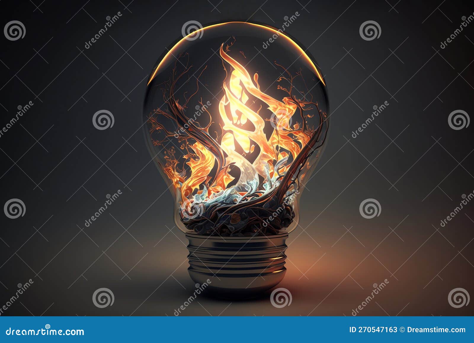 Light Bulb with Fire. Fire Flames in Lamp Bulb. Generative AI Stock ...