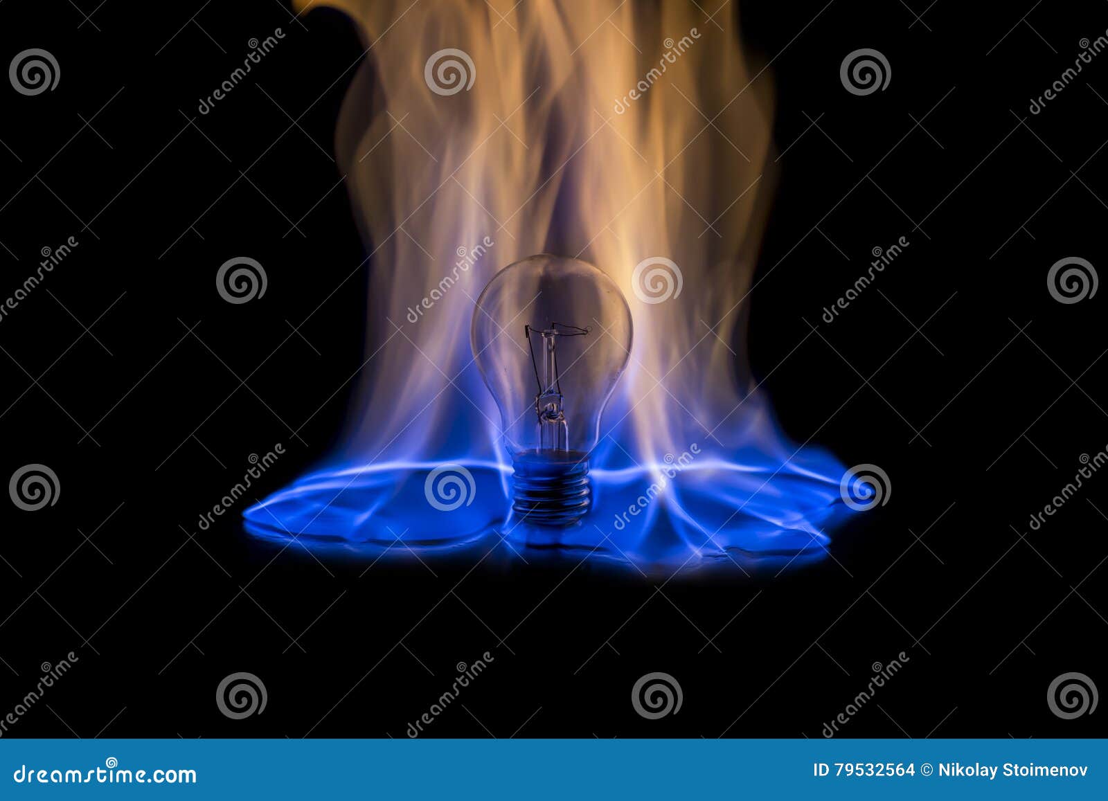 Light bulb on fire stock photo. Image of illumination - 79532564