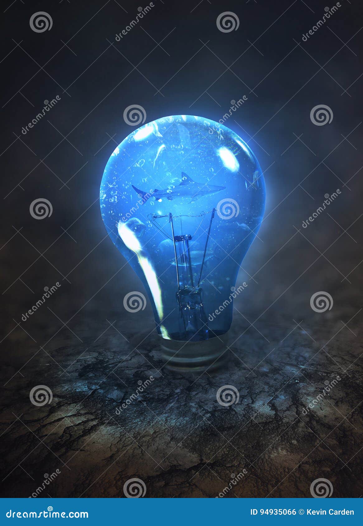 Light Bulb with Fish Inside Stock Photo - Image of shine, shark: 94935066