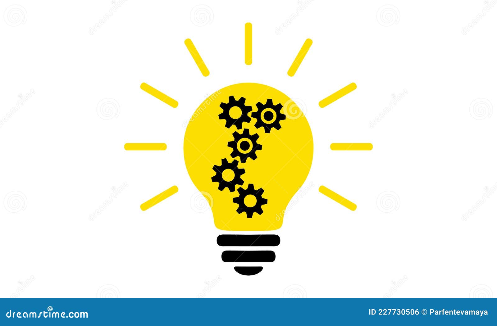 Light Bulb Flat Icon. Lighting Electric Lamp with Cog and Gear Wheels ...