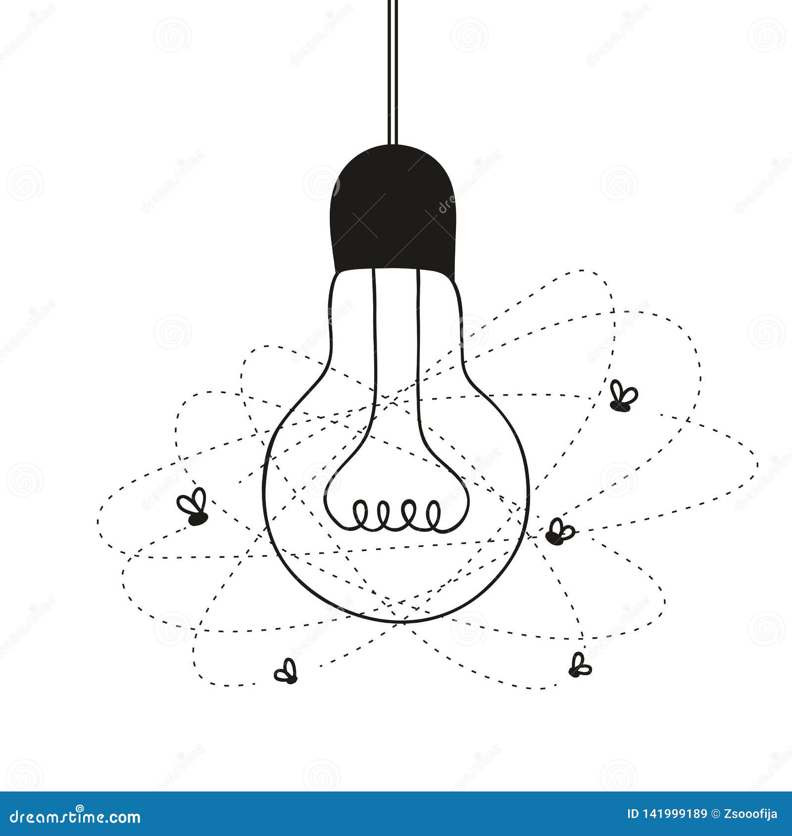 Light bulb with flies stock vector. Illustration of insects - 141999189